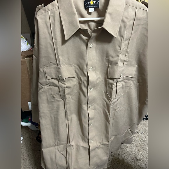 Law Pro | Shirts | Law Pro Khaki Long Sleeve Button Uniform Work Shirt ...